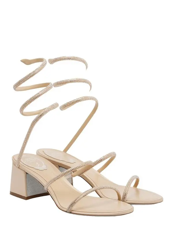 Rene Caovilla Cleo Crystal-embellished Sandals - Beige