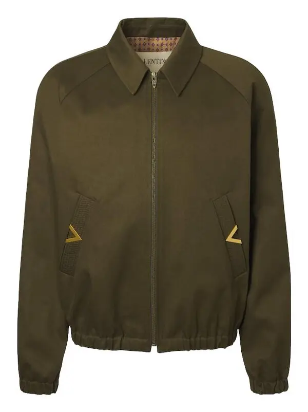Valentino Garavani Vgold Cotton Gabardine Blouson Jacket - Green