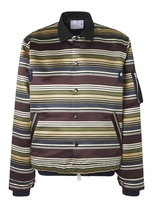 Sacai Striped Blouson Jacket - Brown
