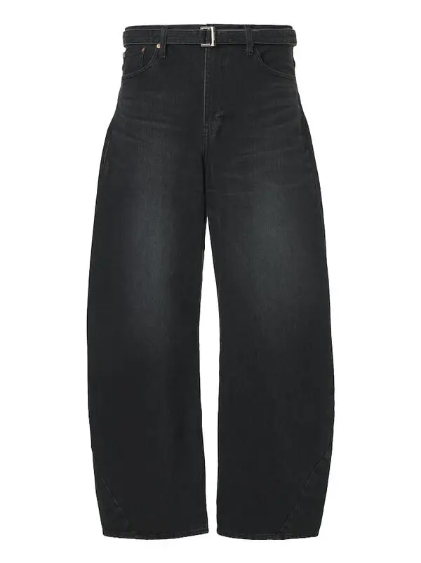 Sacai Belted Barrel-leg Jeans - Black