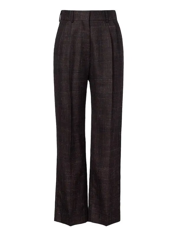 BLAZÉ MILANO Fox Checked Wide-leg Pants - Brown