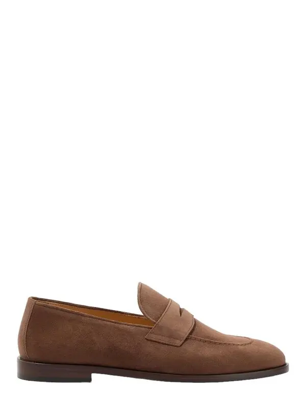 Brunello Cucinelli Suede Penny Loafers - Brown