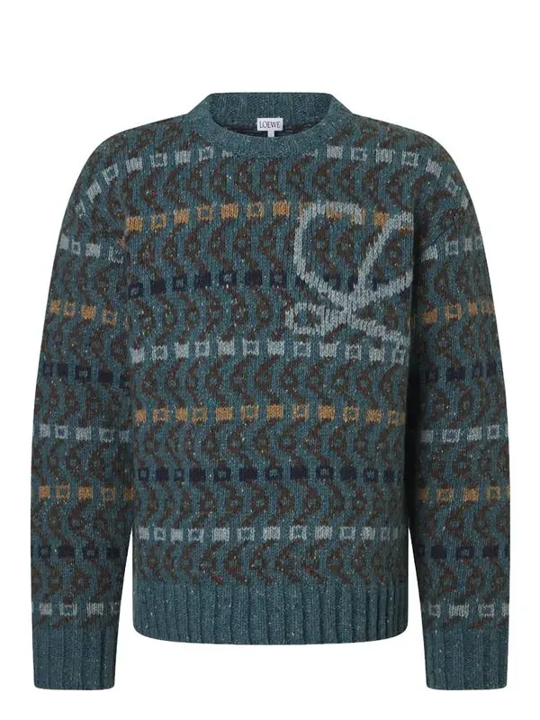 Loewe Logo Intarsia Wool-blend Sweater - Blue