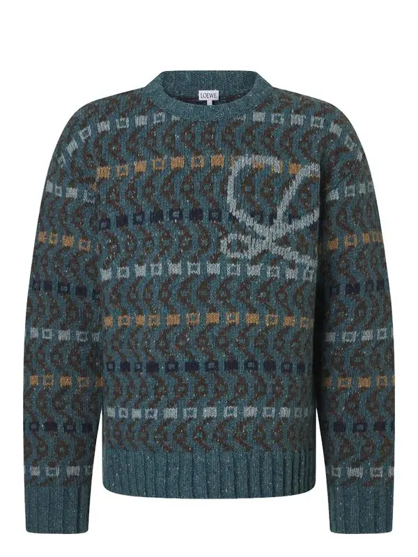 Loewe Logo Intarsia Wool-blend Sweater - Blue