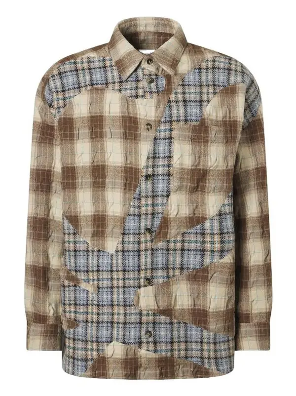 Loewe Logo Plaid Wool And Cotton Flannel Shirt - Brown