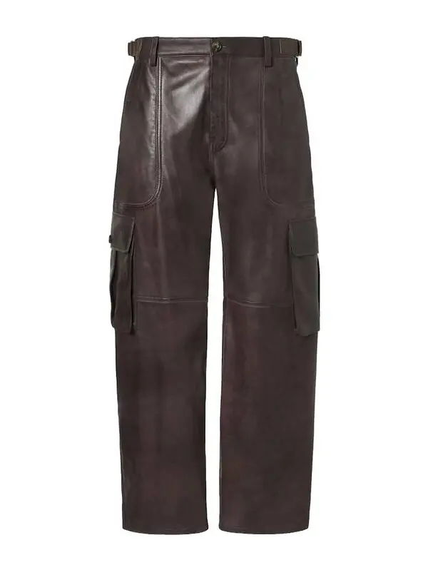 Loewe Leather Cargo Pants - Brown