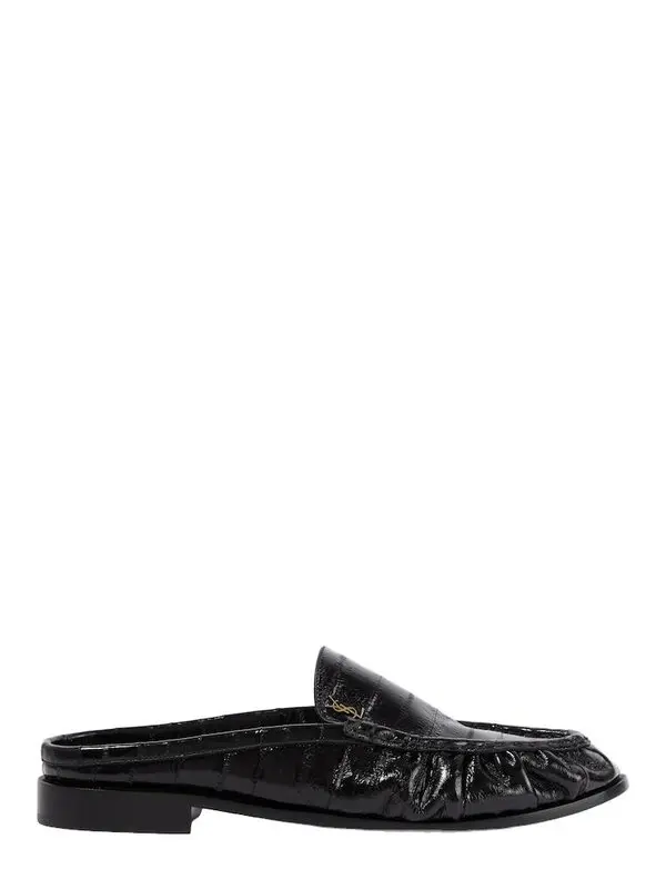 Saint Laurent Le Loafer Eel Leather Mules - Black