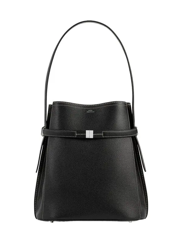 TOTEME Belted Leather Bucket Bag - Black
