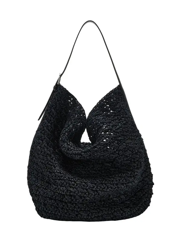 TOTEME Belted Raffia Tote - Black