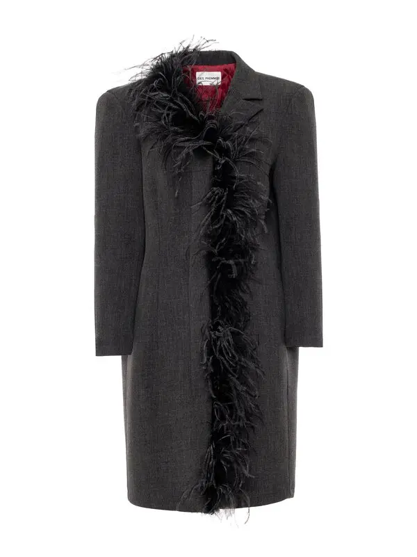 DES_PHEMMES Feathered Car Coat - Dark Grey