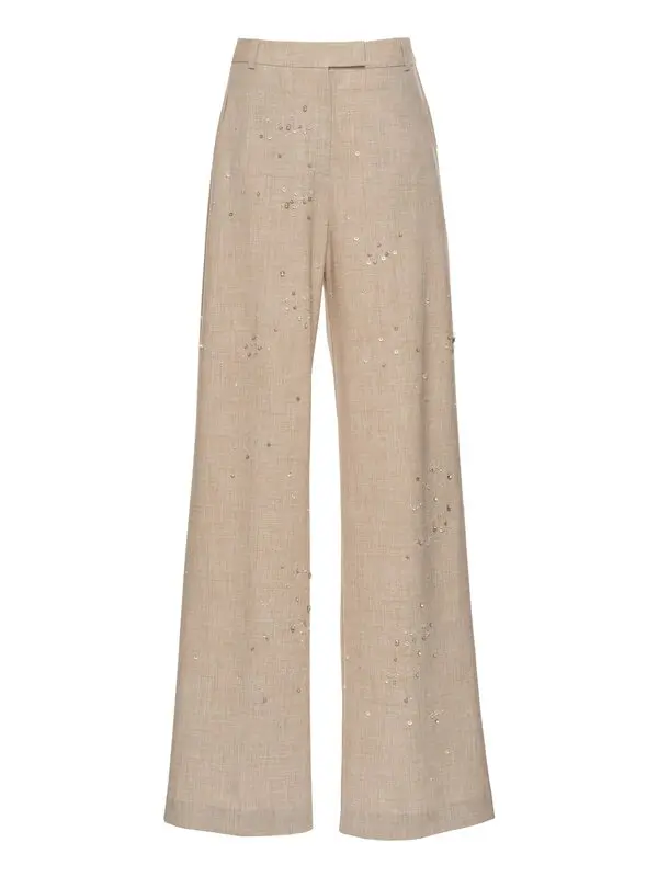 DES_PHEMMES Wide-leg Mid-rise Pants - Light Grey