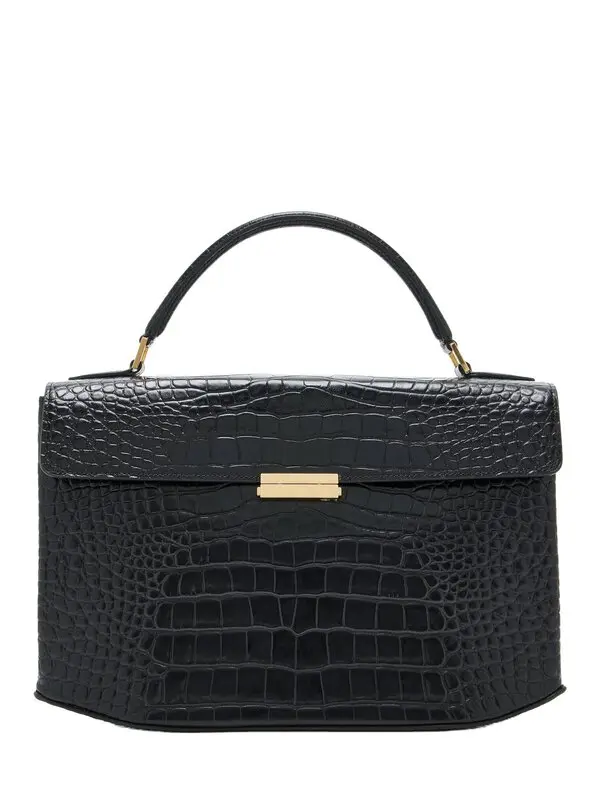 TOTEME Box Croco-embossed Top Handle Bag - Black