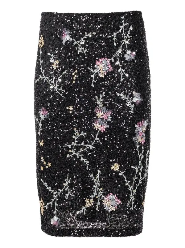 DES_PHEMMES Embellished Midi Skirt - Black