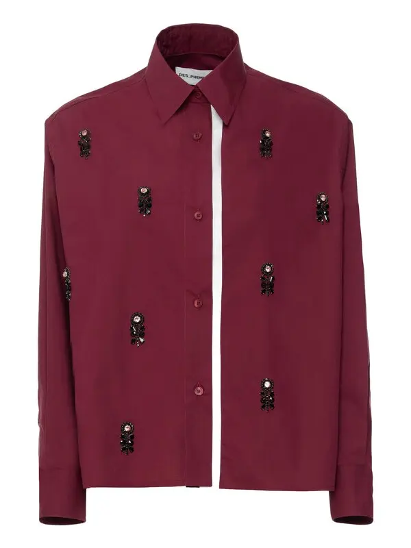 DES_PHEMMES Classic Cotton Shirt - Burgundy