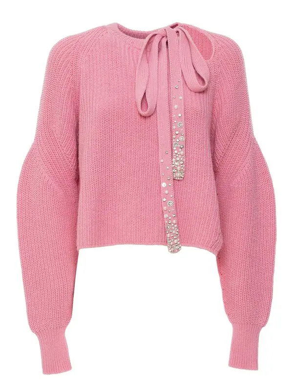 DES_PHEMMES Bow-detailed Sweater - Pink