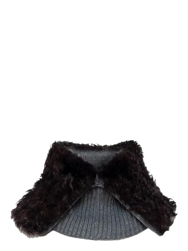 DES_PHEMMES Ribbed Mongolian Fur Collar - Light Grey