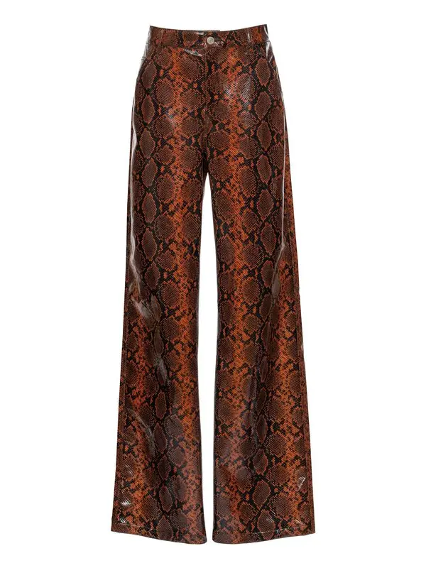 DES_PHEMMES Snake-embossed Wide-leg Trousers - Red