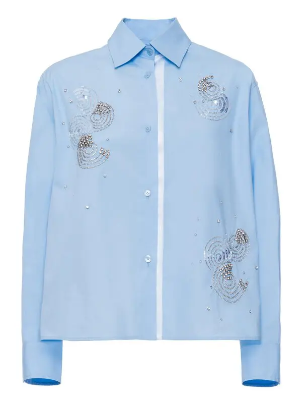 DES_PHEMMES Collared Cotton Shirt - Light Blue