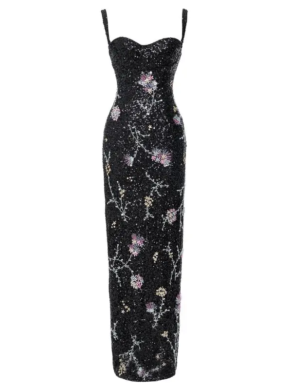 DES_PHEMMES Embellished Maxi Dress - Black