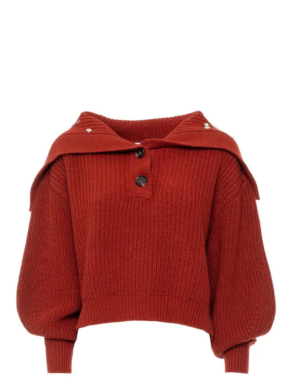 DES_PHEMMES Embellished Wool-blend Pullover - Red
