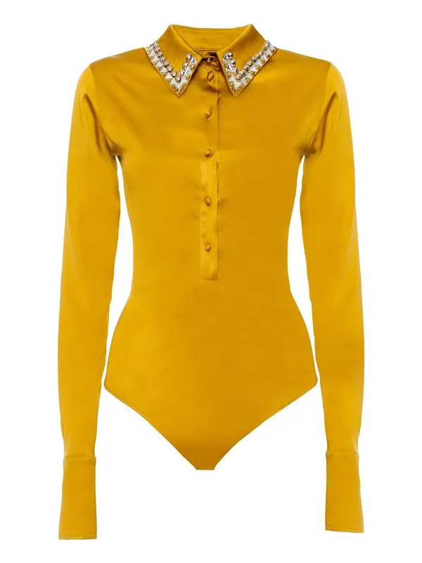 DES_PHEMMES Embellished Polo Bodysuit - Gold
