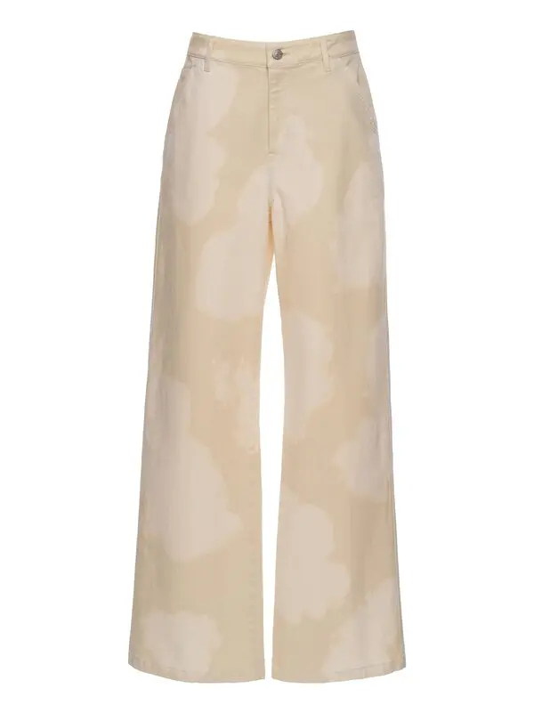 DES_PHEMMES Low-rise Wide-leg Stretch-cotton Drill Pants - Ivory