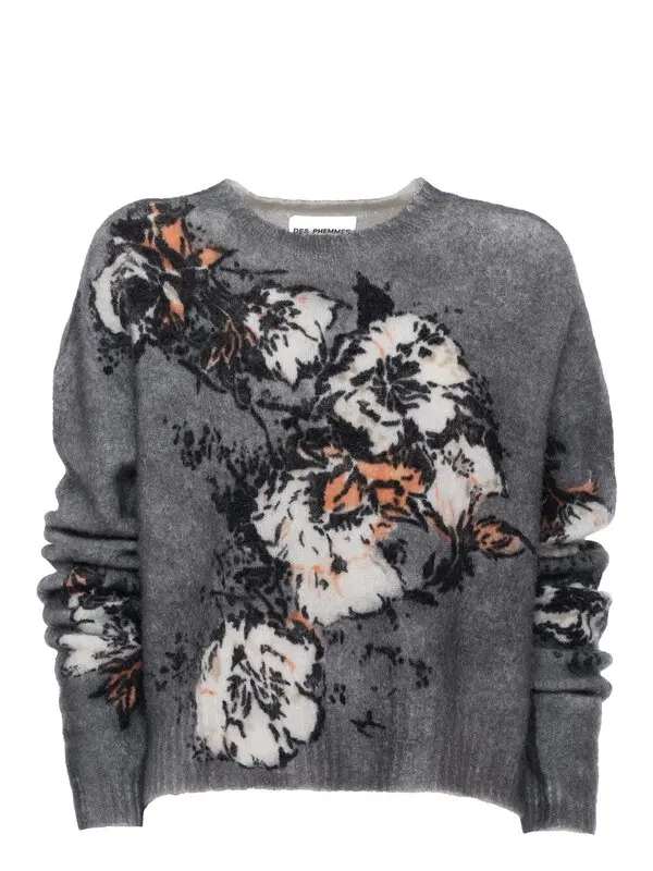 DES_PHEMMES Handpainted Mohair Sweater - Grey