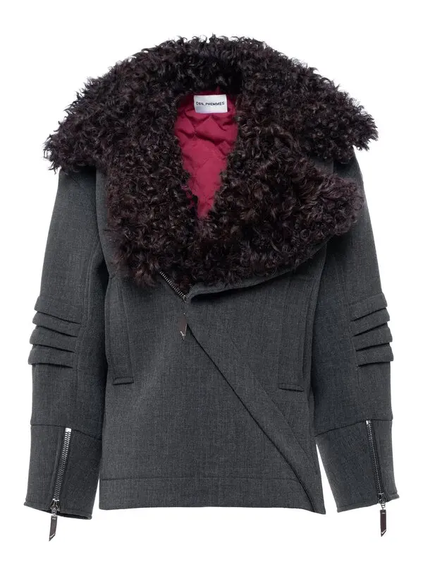 DES_PHEMMES Fur-trimmed Parka - Dark Grey