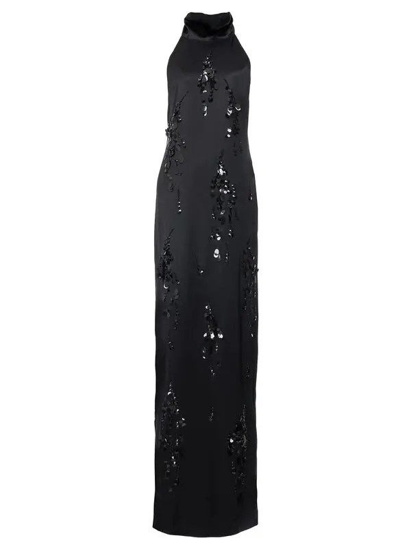DES_PHEMMES Embellished Backless Gown - Black