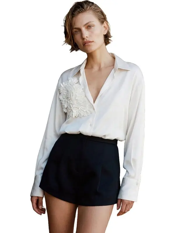 Alexis Mitro Floral-appliqué Blouse - Ivory