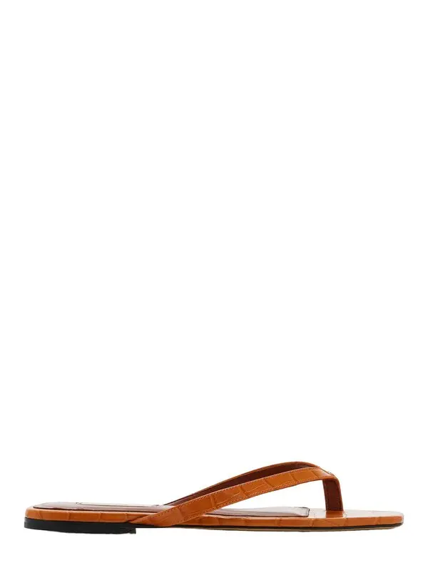 TOTEME Embossed Leather Flip Flops - Orange