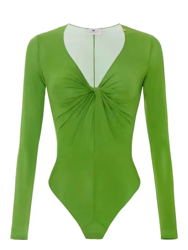 Elisabetta Franchi Draping Long-sleeve Bodysuit - Green
