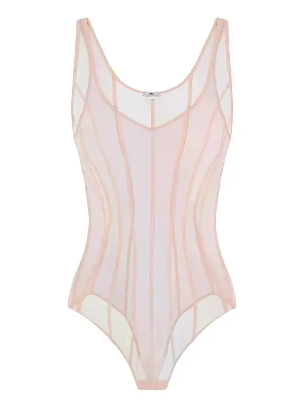 Elisabetta Franchi Tulle Micro-mesh Bodysuit - Neutrals
