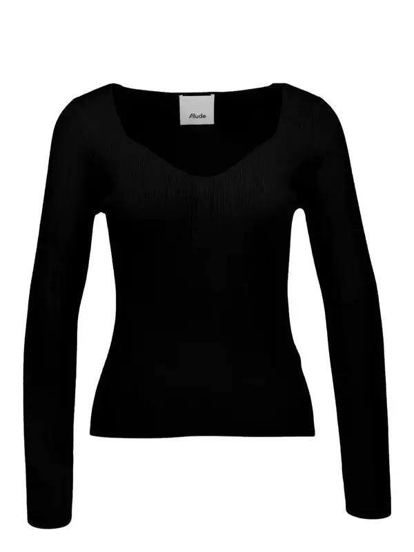 ALLUDE V-neck Top - Black