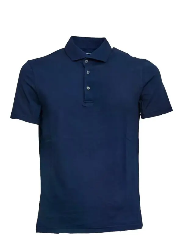 Fedeli Mother-of-pearl Button Polo Shirt - Blue