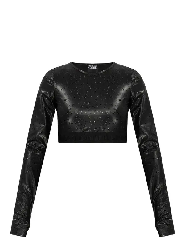 Versace Long-sleeved Crop Top - Black