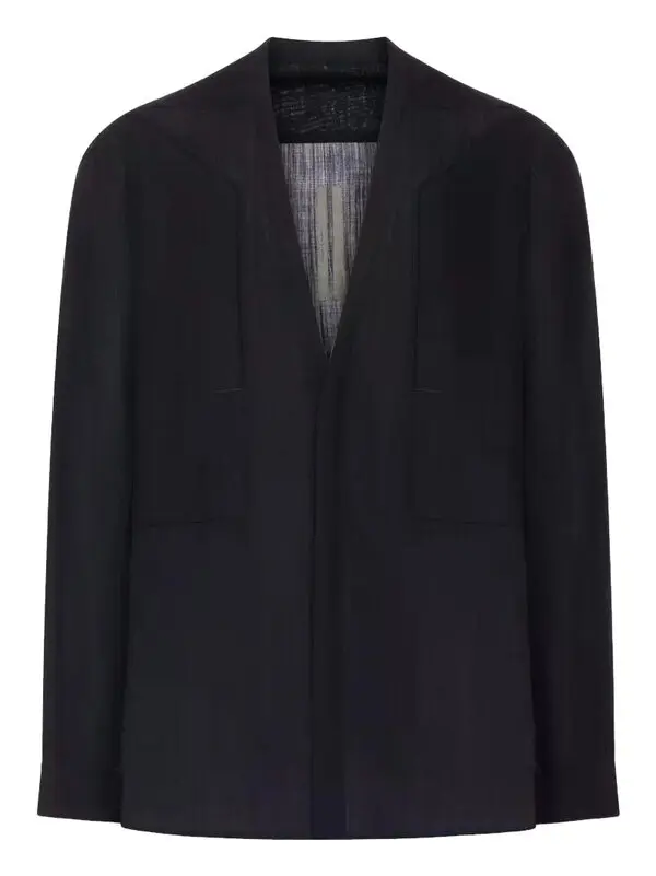 Rick Owens Collarless Shirt - Black