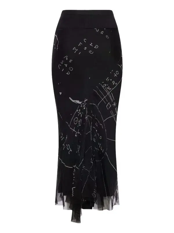 Rick Owens Printed Midi Skirt - Black