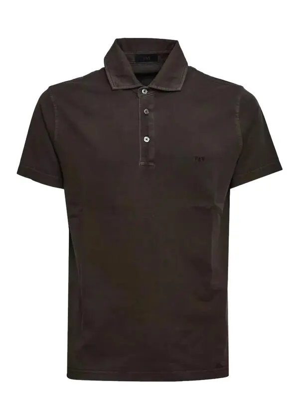 FAY Embroidered Detail Polo Shirt - Brown
