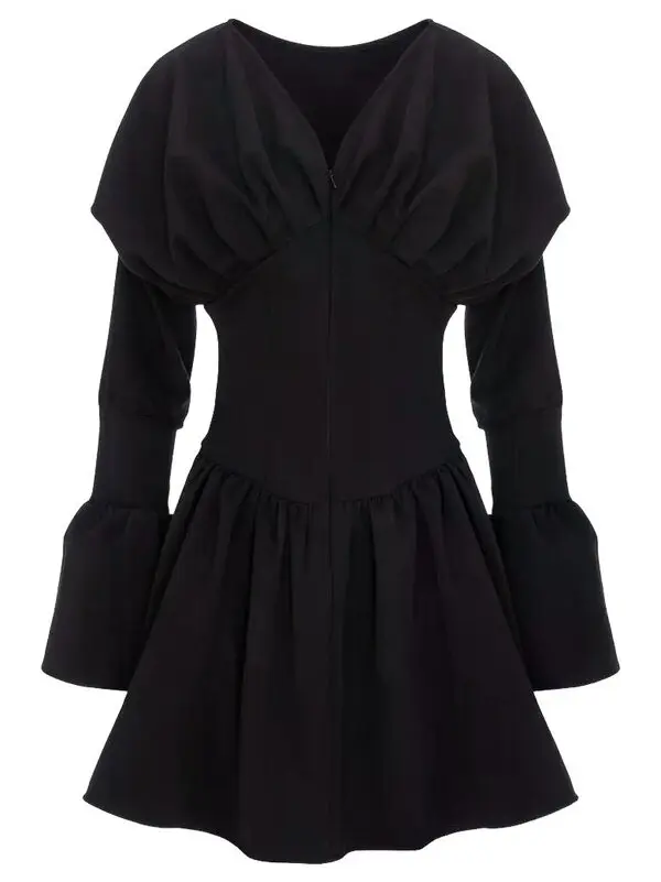 HAMZA Flared-sleeves Dress - Black