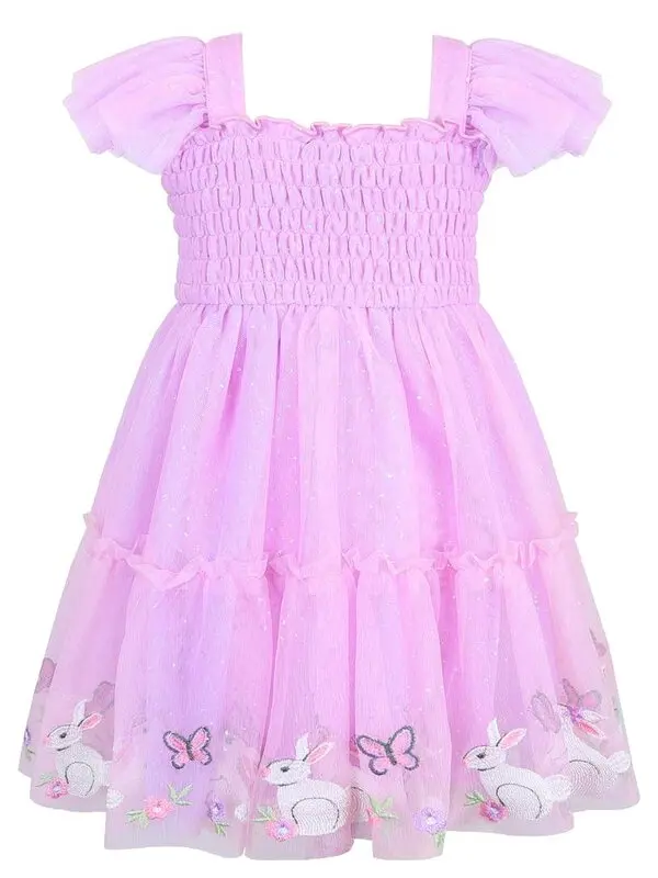 ZUNIE Smocked Mesh Bunny Dress - Orchid