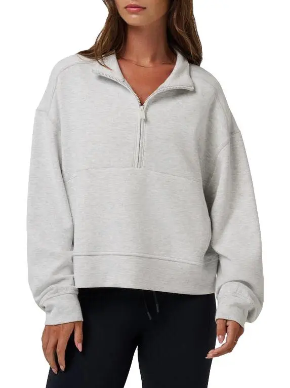 Travis Mathew Skyloft Half Zip Sweatshirt - Heather Light Grey