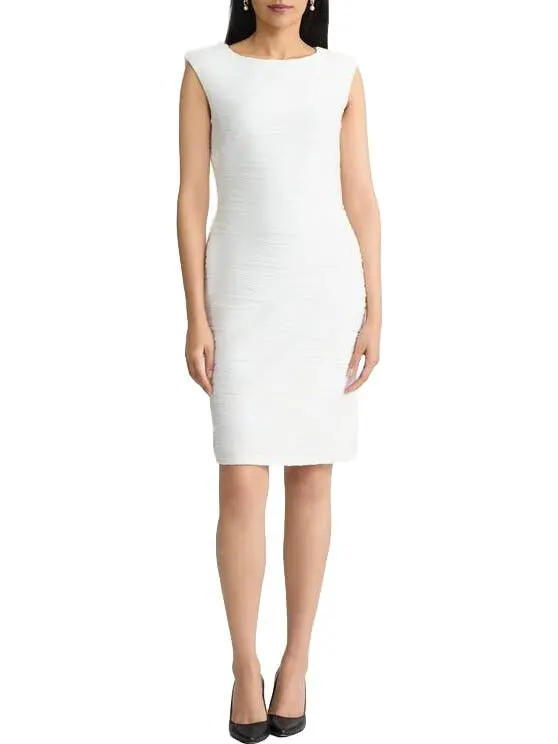KASPER Textured Sleeveless Sheath Dress - Lily White