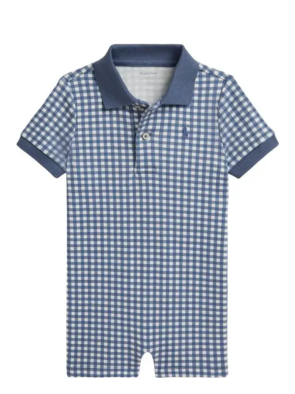 Ralph Lauren Gingham Cotton Polo Shortall - Baby Gingham
