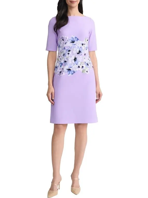 KASPER Floral Print Sheath Dress - Lavndr Mist