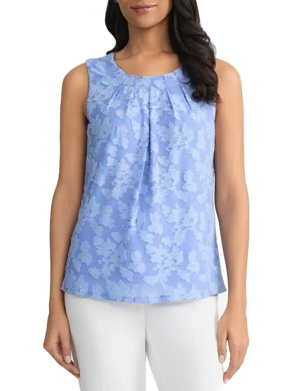 KASPER Burnout Floral Sleeveless Top - Paris Bleu