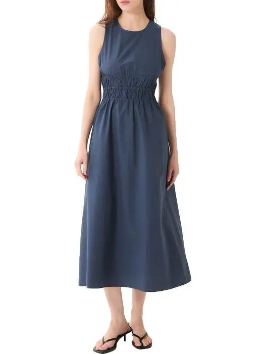 Deluc Turchi Smocked Sleeveless Maxi Dress - Navy