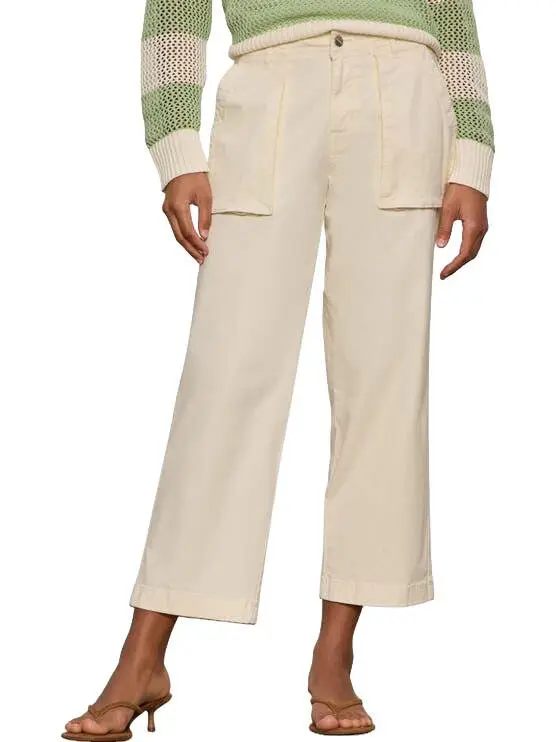 Sanctuary Relaxed Straight Leg Stretch Cotton Crop Pants - Collagen White
