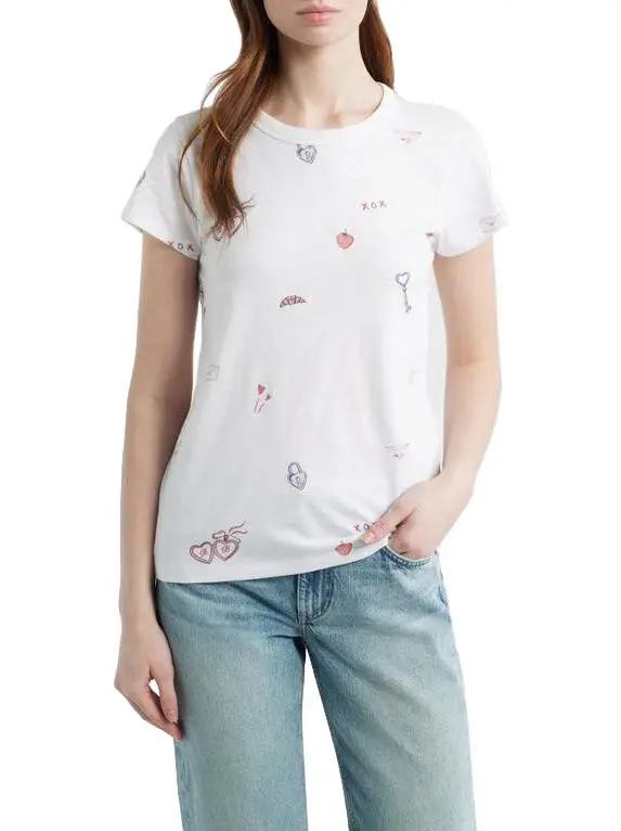 Rag & Bone Valentine Print Pima Cotton T-shirt - White Multi