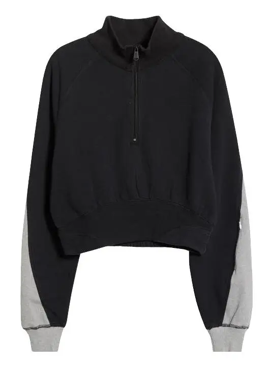 Free People Half Zip Pullover - Black